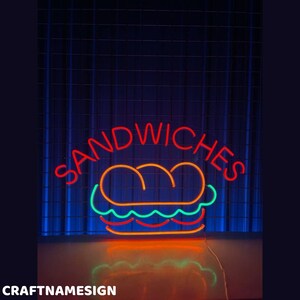 Sandwiches Led Sign, Sandwich Fast Food Neon Sign, Custom Neon Sign ...