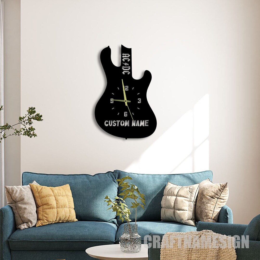 Customized AC DC Wall Clock Music Home Decor, Christmas Gift Idea for ...