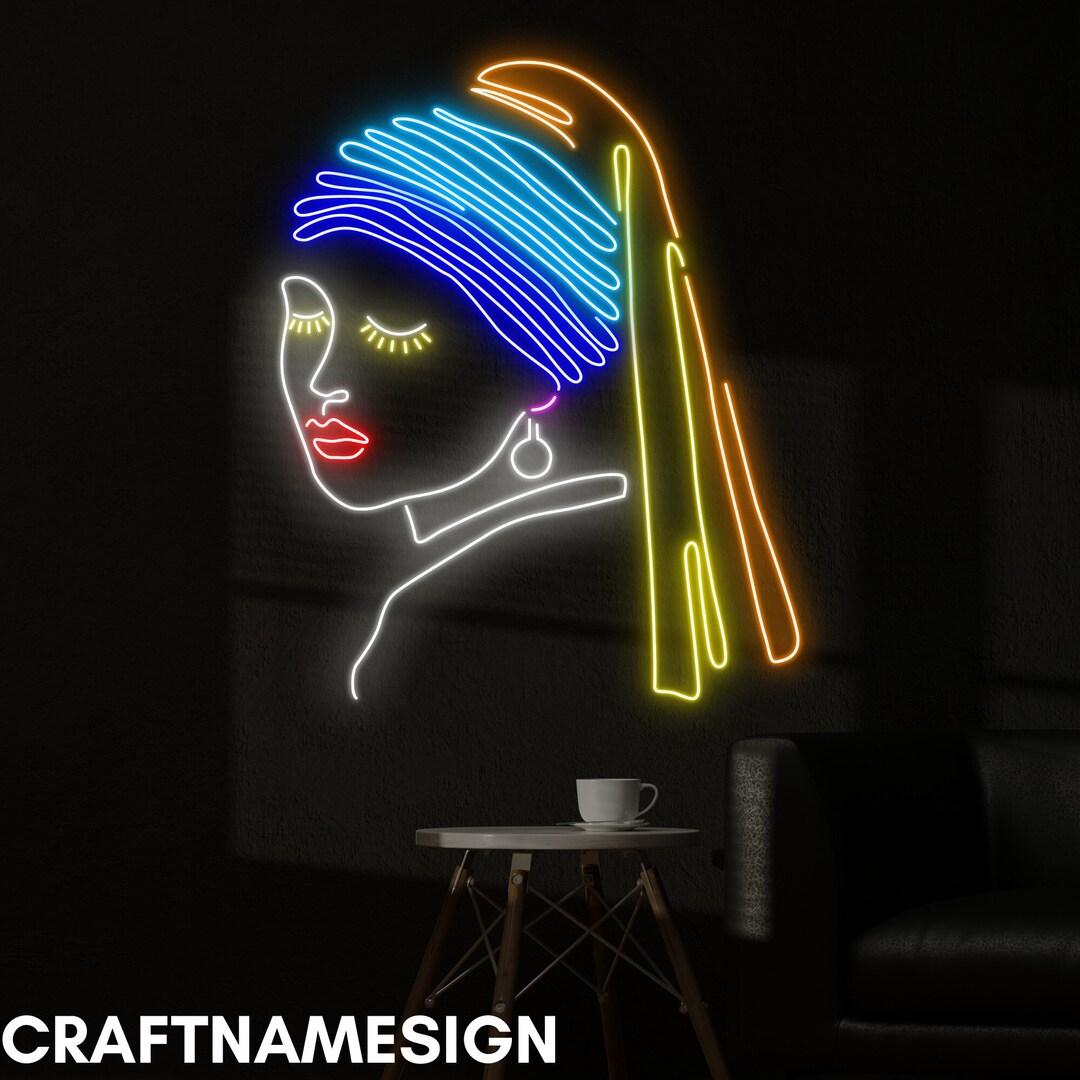 Girl With A Pearl Earring Neon Sign, Make up Artist Led Sign, Custom ...