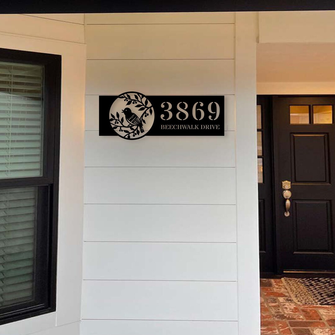 Personalized Bird on Tree Branch Metal Address Sign, Father Gift House ...