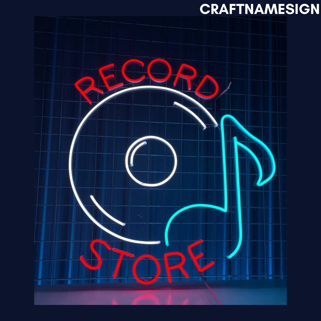 Record Store Neon Sign, Vinyl Record Led Sign, Custom Neon Sign, Record ...