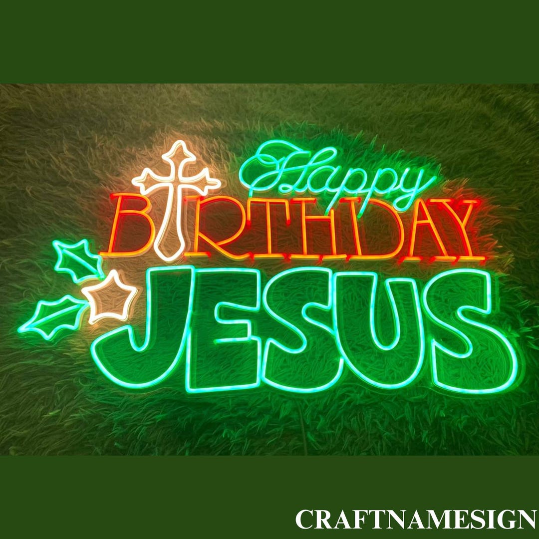 Happy Birthday Jesus Neon Sign, Jesus Birthday Christmas Led Sign ...