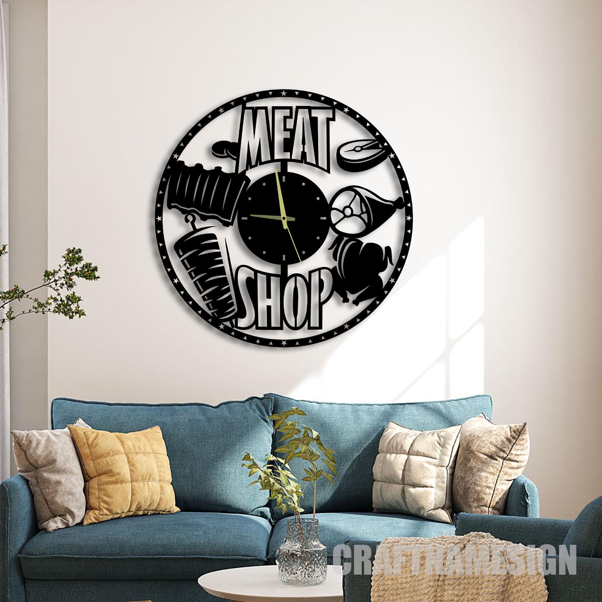 Meat Shop Large Metal Wall Clock, Wall Clock Unique for Home Decor and ...