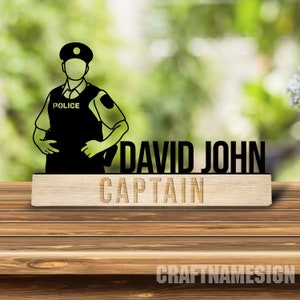 Custom Wooden Police Desk Name Plate, Law Enforcement Metal Nameplate ...