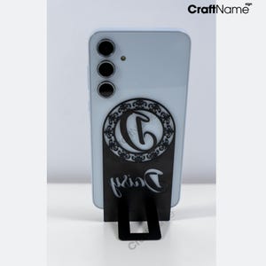 Custom Name Metal Cell Phone Desk Holder, Minimalist Monogram Stand for ...