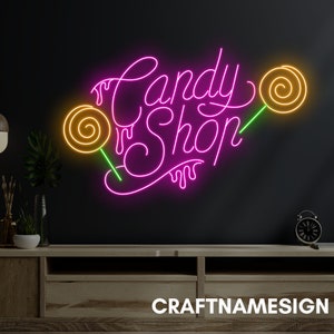 Candy Shop Neon Sign, Lollipop Candy Shop Led Sign, Custom Neon Sign ...