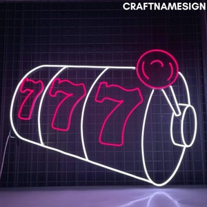 777 Slot Machine Neon Sign, Slot Machine Led Sign, Custom Neon Sign ...