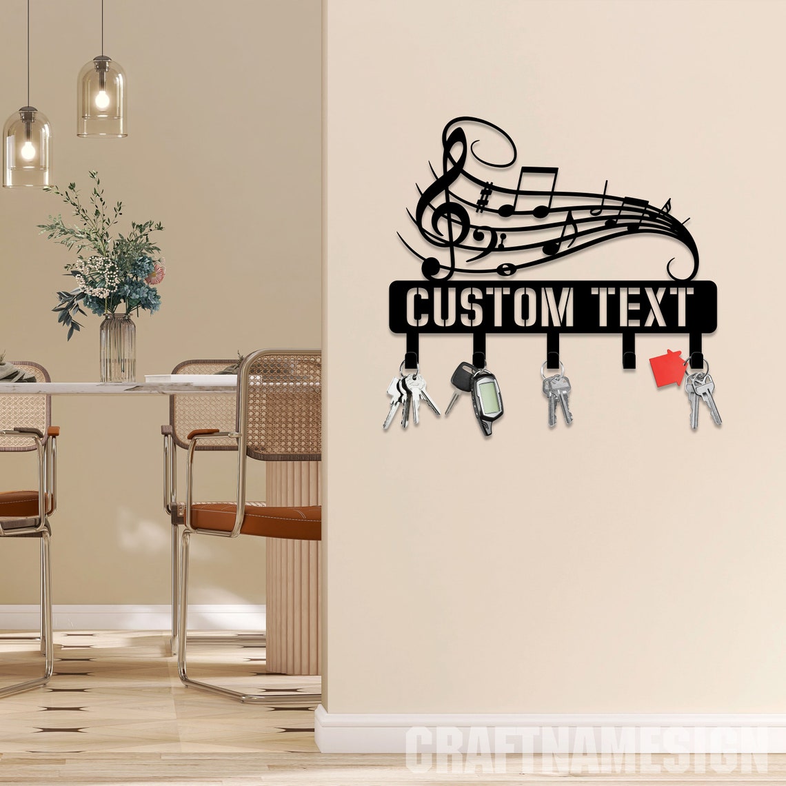 Custom Music Metal Key Holder, Musical Notes Decorative Key Holder ...