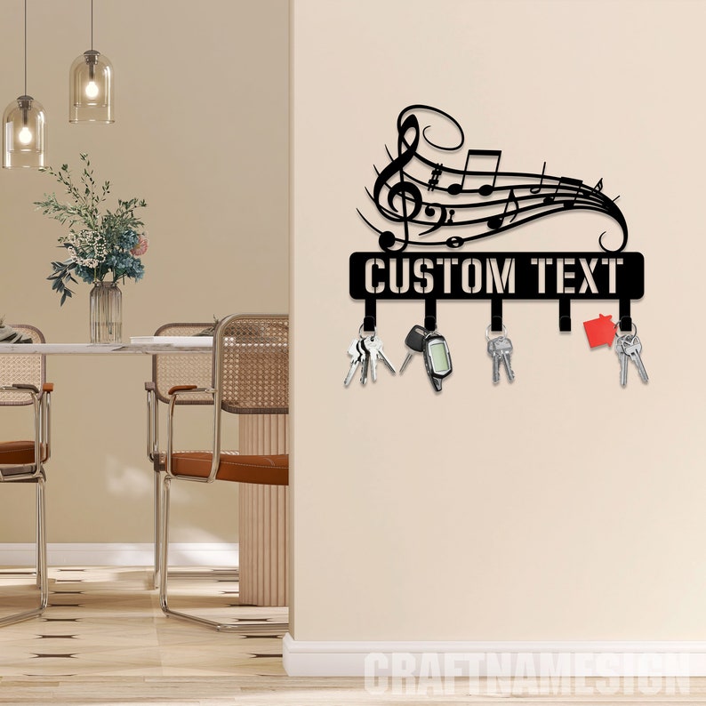 Custom Music Metal Key Holder, Musical Notes Decorative Key Holder ...