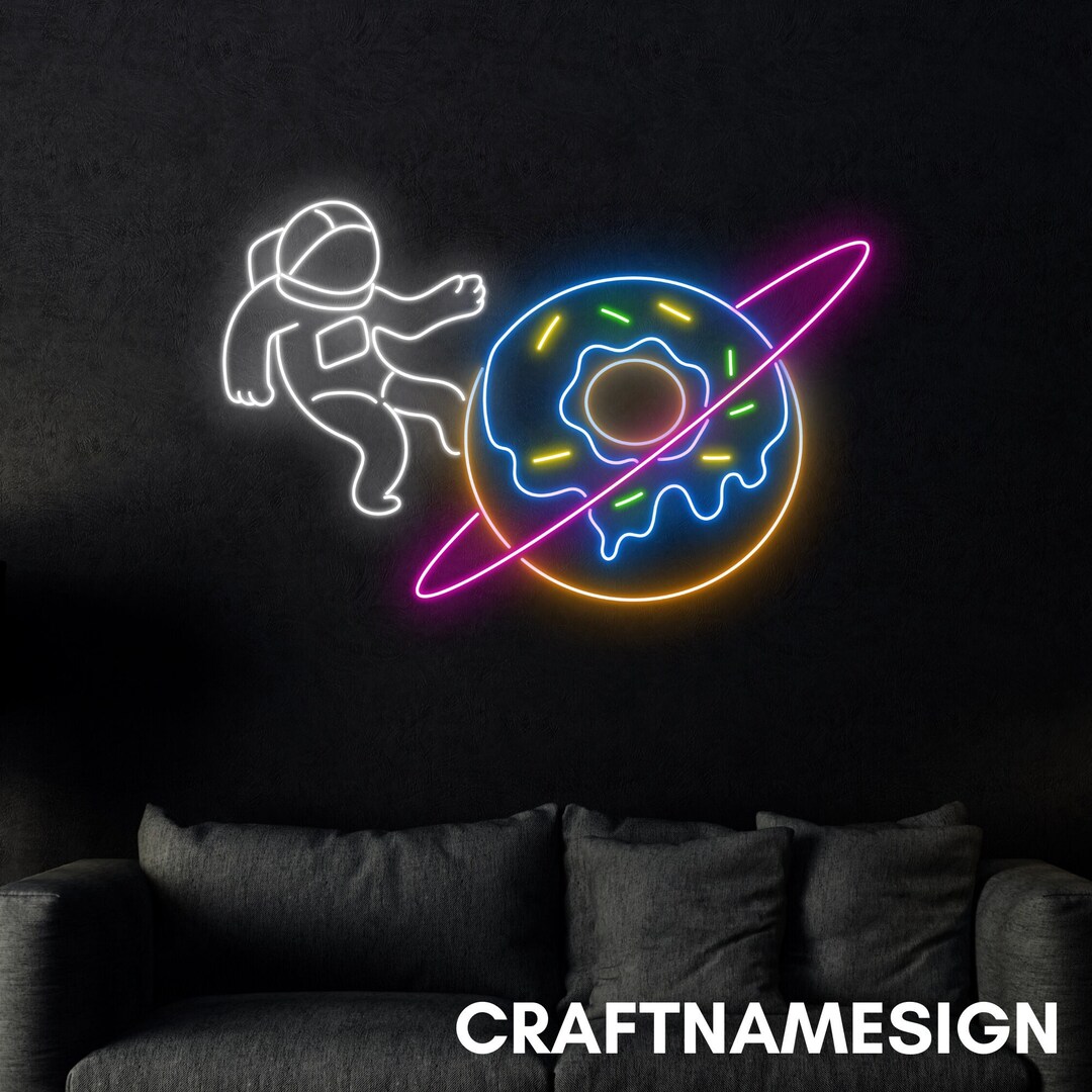 Astronaut Donut Planet Led Sign, Donut Neon Sign, Custom Neon Sign ...