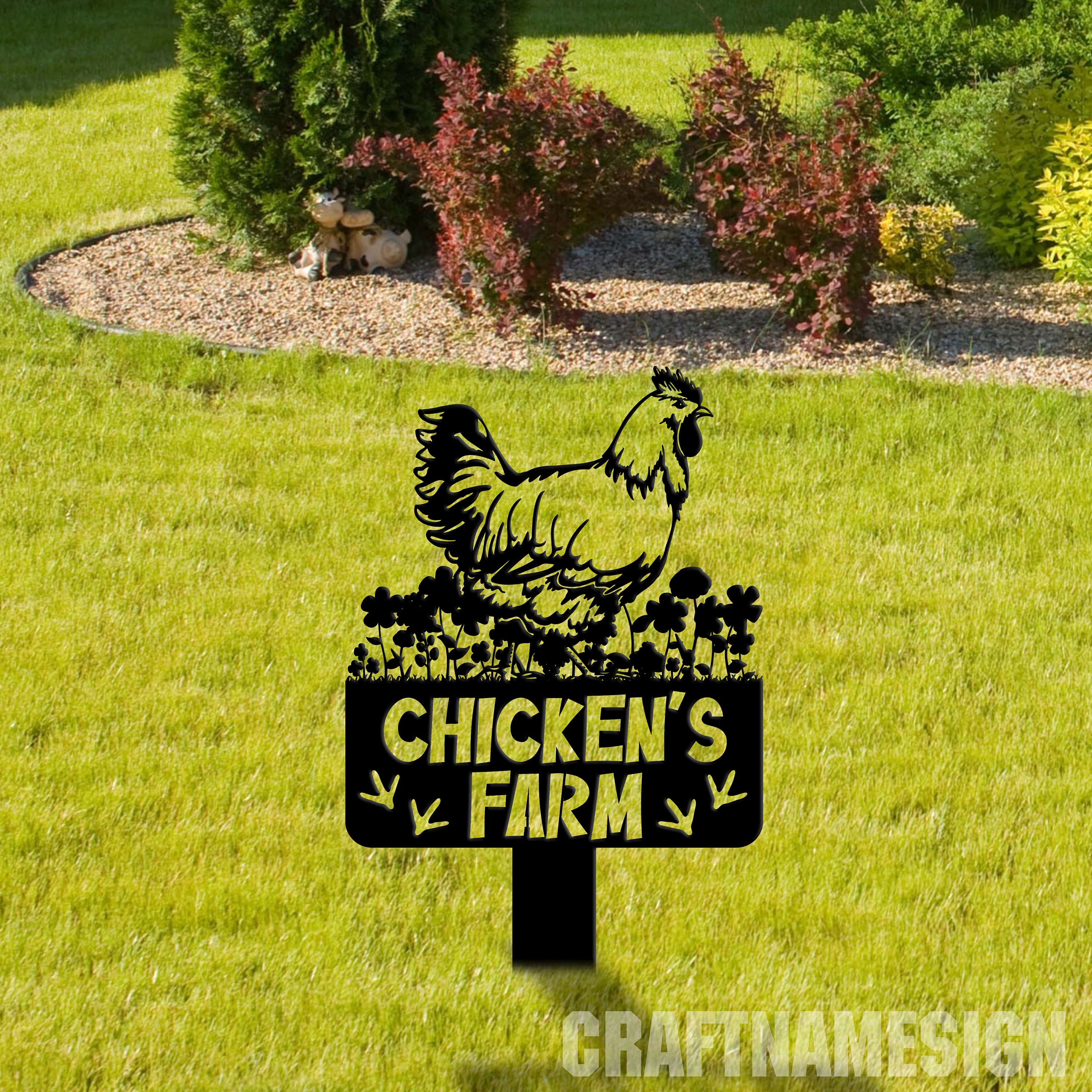 Custom Chicken Metal Garden With Stake, Chicken Coop Decor ...