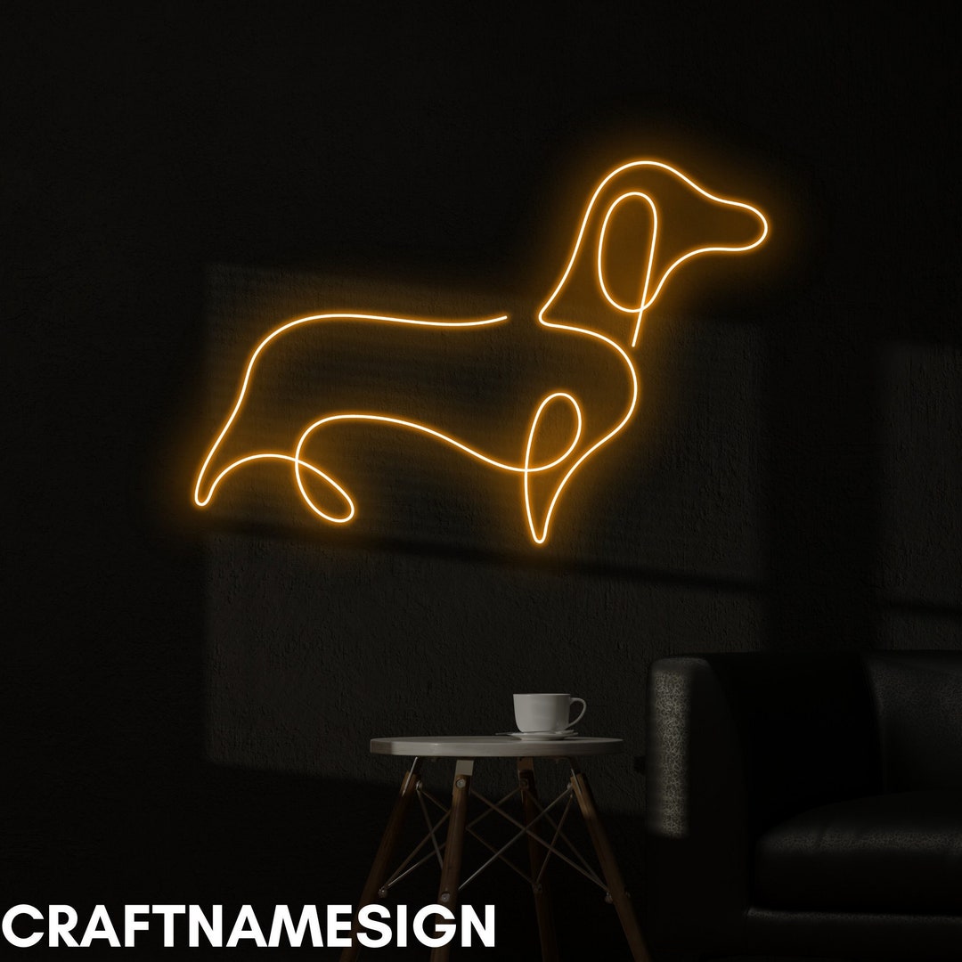Cute Dachshund Neon Sign, Cute Dachshund Led Sign, Custom Neon Sign ...