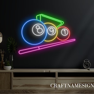 Billiards Ball Neon Sign, Billiards Led Sign, Billiards Pool Hall Neon ...
