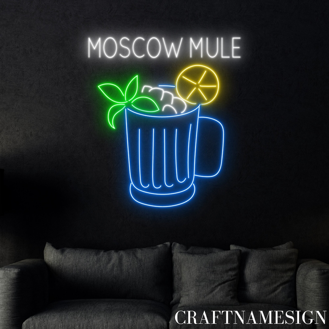 Moscow Mule Retro Cocktail Neon Sign, Moscow Mule Led Sign, Custom Neon ...
