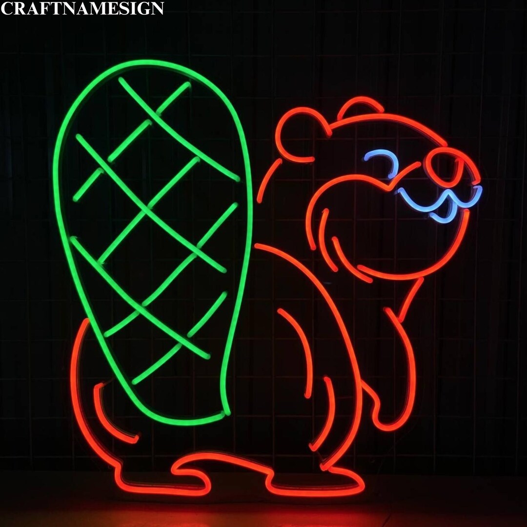 Beaver Led Sign, Adorable Beaver Neon Sign, Custom Neon Sign, Beaver ...
