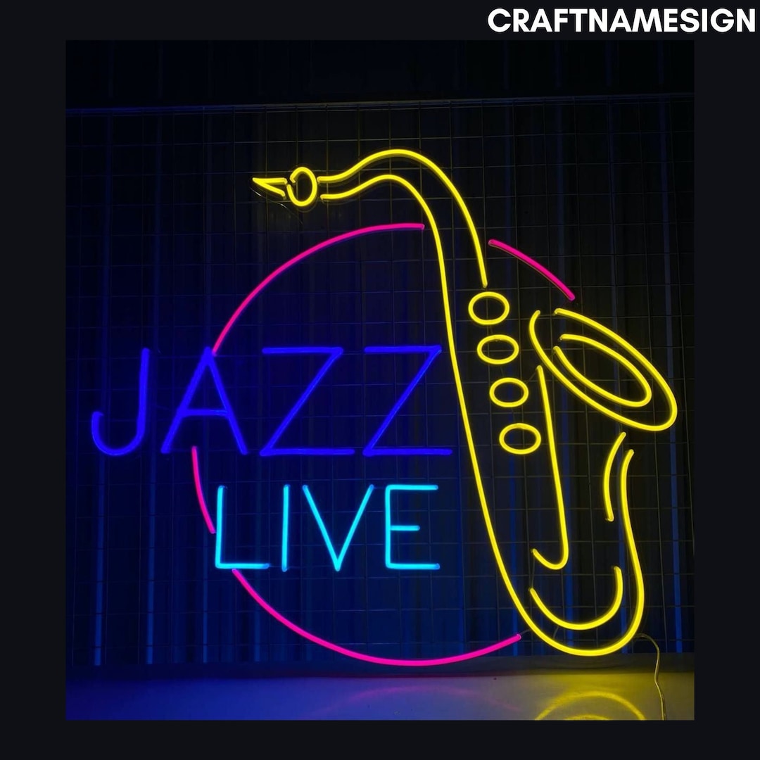 Jazz Live Neon Sign, Saxophone Led Sign, Custom Neon Sign, Jazz Band ...
