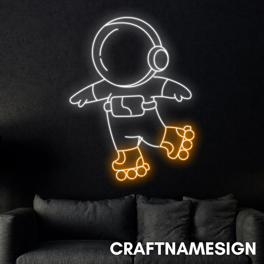 Astronaut Roller Skating Led Sign, Roller Skate Neon Sign, Custom Neon ...