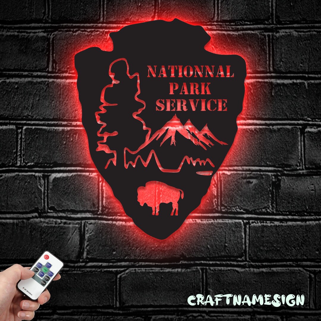 National Park Metal Wall Art LED Light - National Forest Sign Home ...