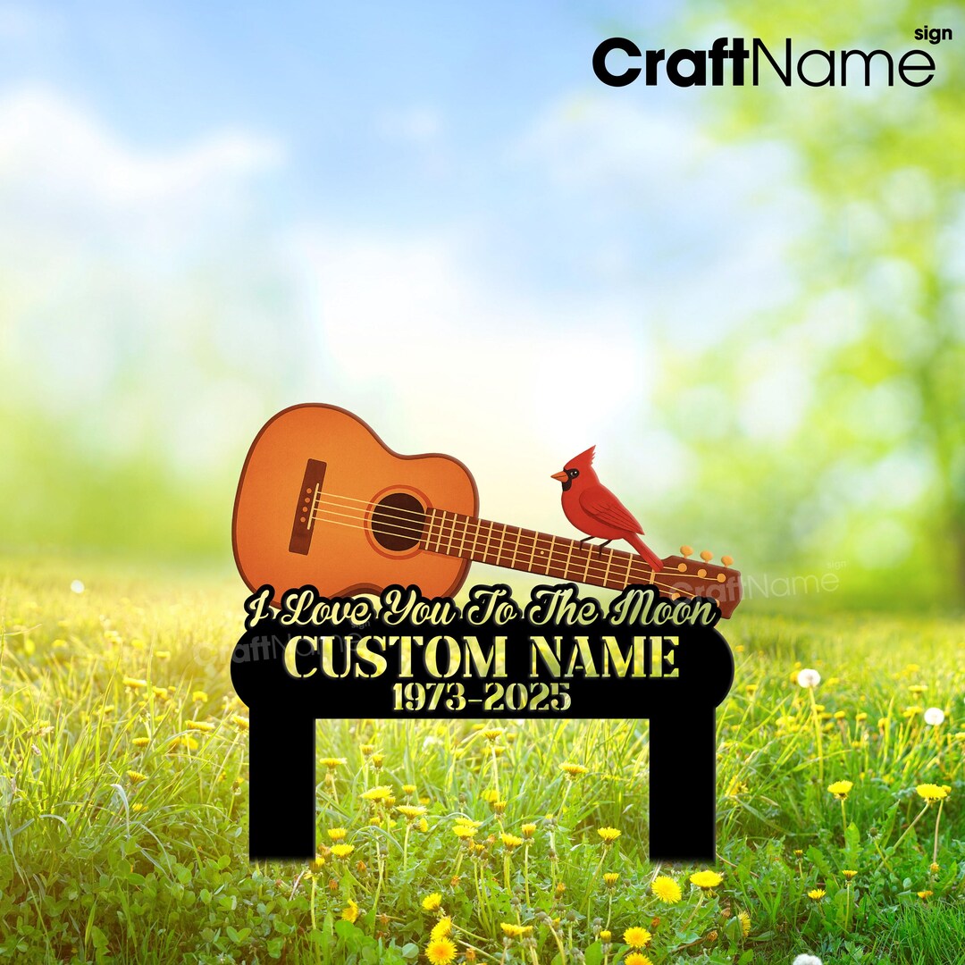 Personalized Guitar Memorial Garden Stake, Musician Grave Marker ...
