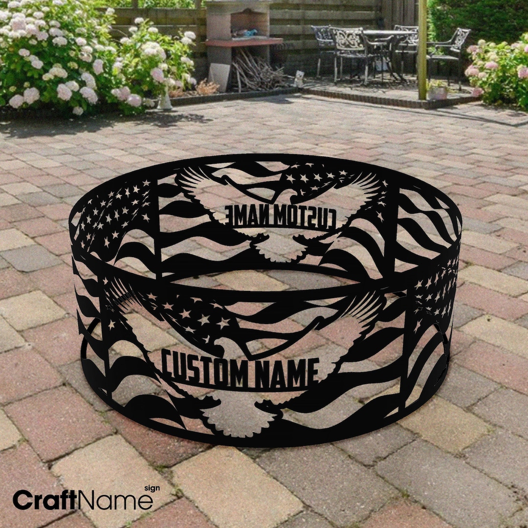 Custom US Flag Fire Ring, Personalized Metal Fire Pit, Outdoor ...
