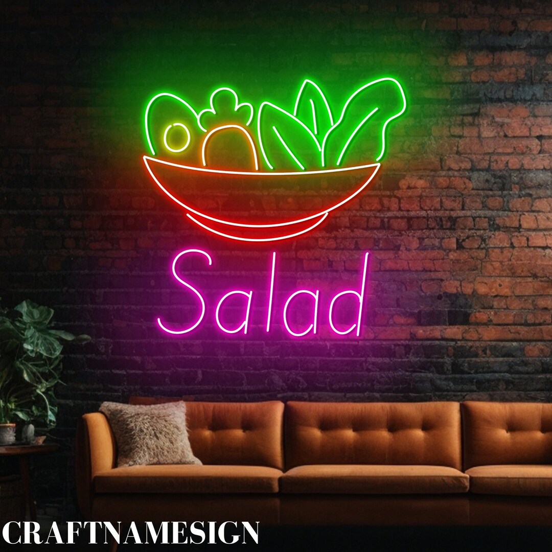 Salad Neon Sign, Vegetable Salad Led Sign, Open Salad Shop Neon Light ...