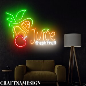 Juice Fresh Fruit Neon Sign, Fruit Juice Bar Led Sign, Custom Neon Sign ...