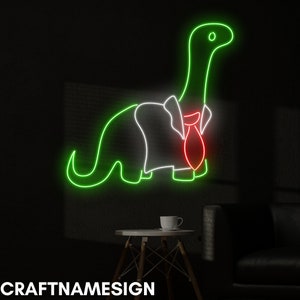 Dino Wears Clothing Neon Sign, Dinosaur Led Sign, Custom Neon Sign, Toy ...