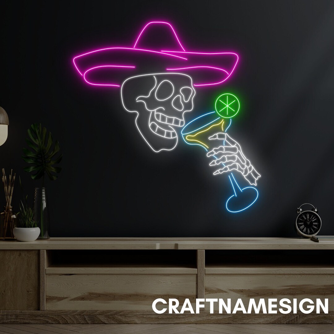 Skull Lemon Cocktails Neon Sign, Lemon Cocktails Led Sign, Custom Neon ...