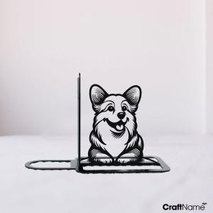Custom Last Name Corgi Dog Metal Bookend, Personalized Name Book Ends ...