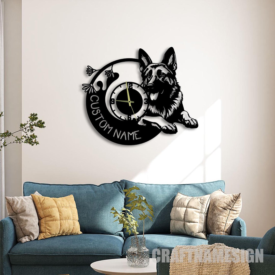 Custom German Shepherd Dog Metal Clock for Wall Decoration, Wall Clock ...