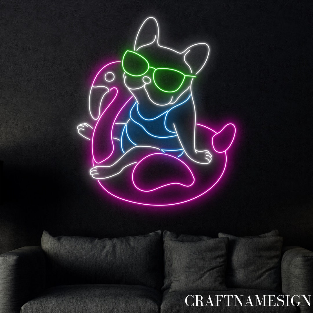 Pug Dog Swimming Neon Sign, Pug Dog Swimming Led Sign, Custom Neon Sign ...