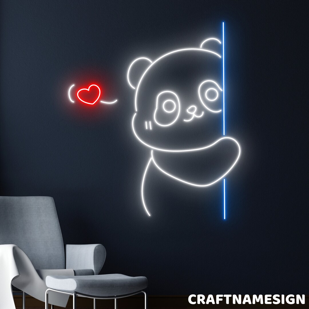 Peeking Panda Bear Neon Sign, Panda Led Sign, Custom Neon Sign, Panda ...