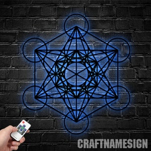 Sacred Geometry Metal Wall Art Led Light, Home Meditation Metal Yoga ...