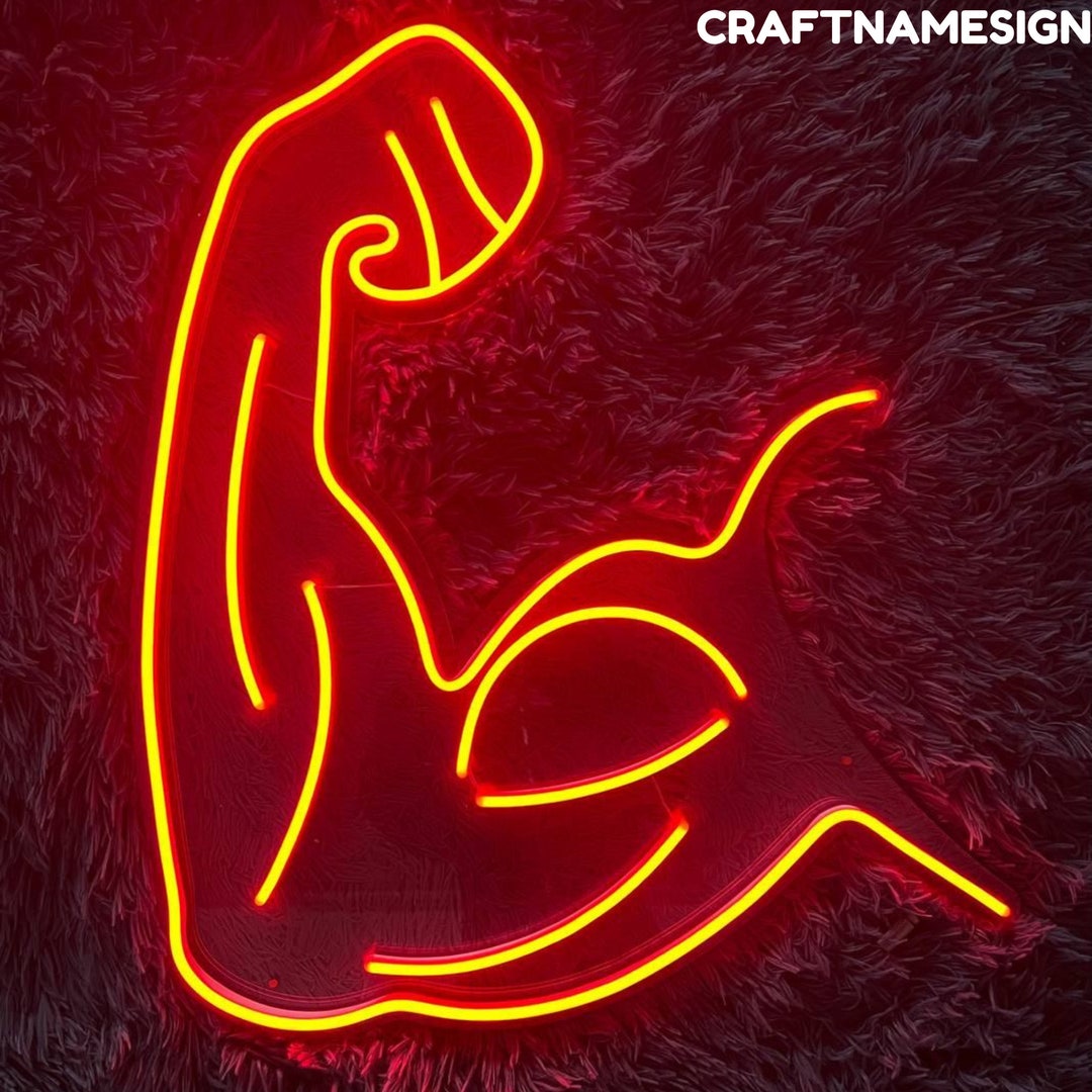 Muscle Arm Neon Sign, Muscle Man Led Sign, Custom Neon Sign, Gymmer ...