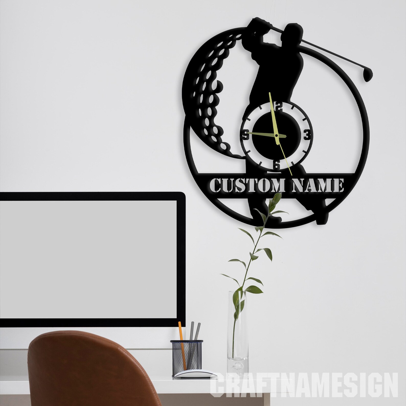 Custom Golfer Wall Clock, Wall Clock Unique for Home Decor and Wall ...