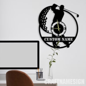 Custom Golfer Wall Clock, Wall Clock Unique for Home Decor and Wall ...