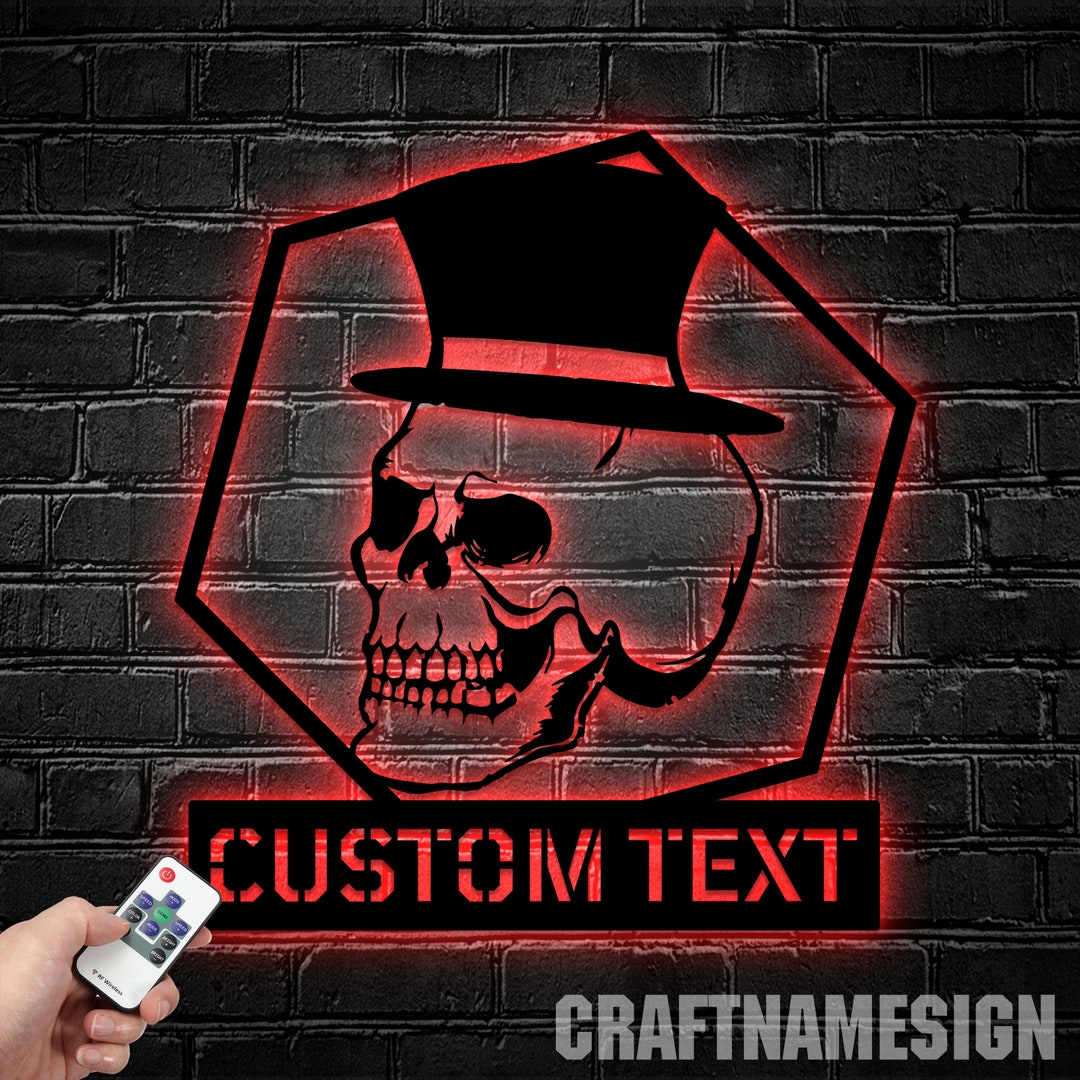 Personalized Sugar Skull Metal Sign, Skull Wall Art for Room Decor ...