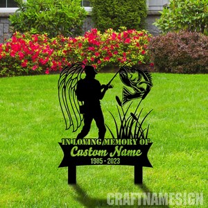 Custom Bass Fishing Fisherman Memorial Stake, Memorial Plaque With ...