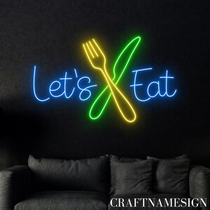 Let's Eat Neon Sign, Let's Eat Led Sign, Custom Neon Sign, Food ...