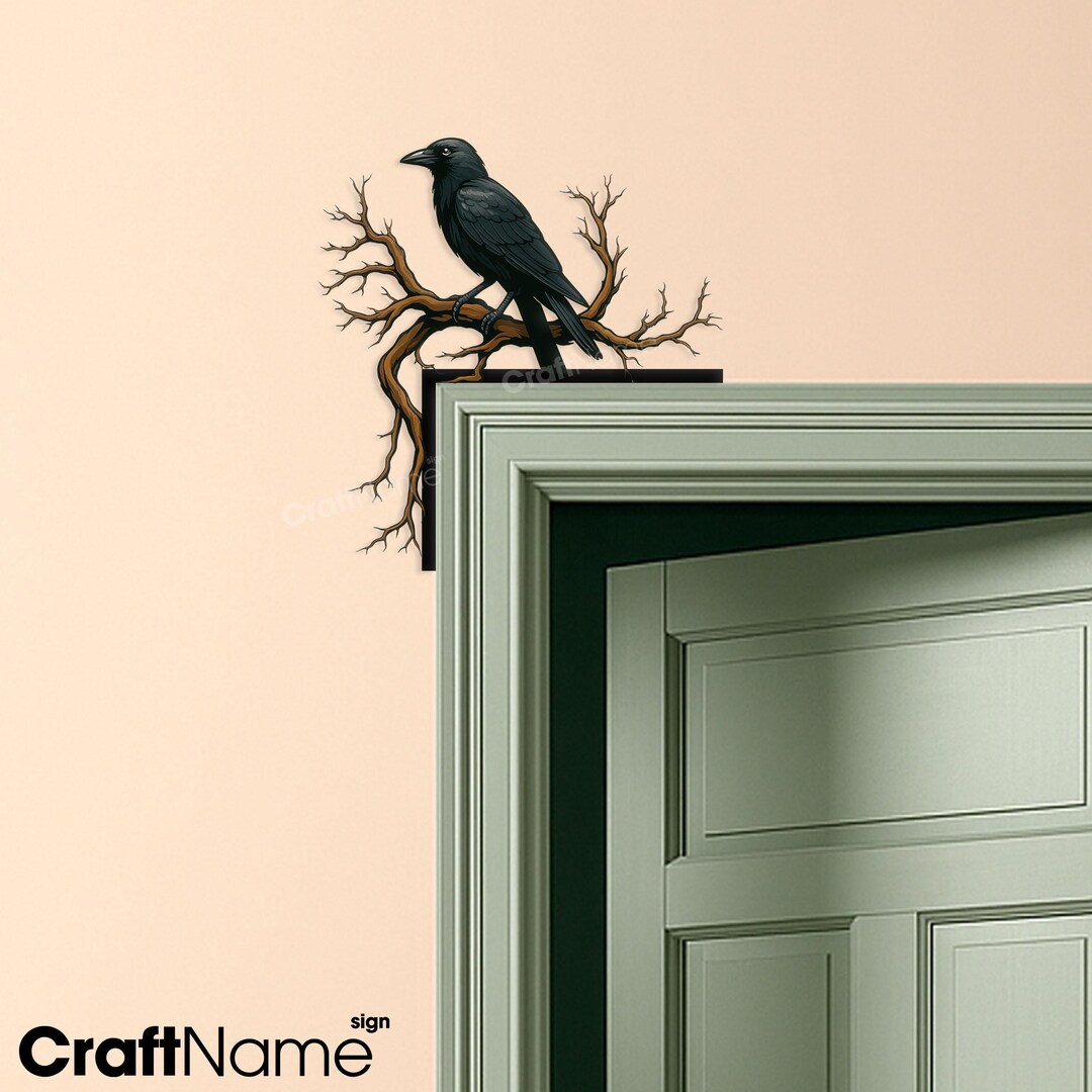 Crow Metal Door Corner, Metal Art for Door Topper, Raven Door Hanging ...