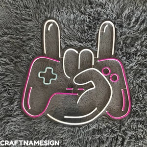 Rock Hand Game Controller Neon Sign, Game Controller Led Sign, Custom ...