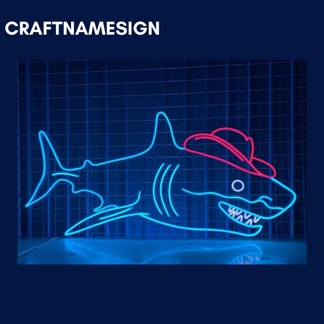 Shark Cowboy Neon Sign, Shark Cowboy Led Sign, Custom Neon Sign, Toy ...