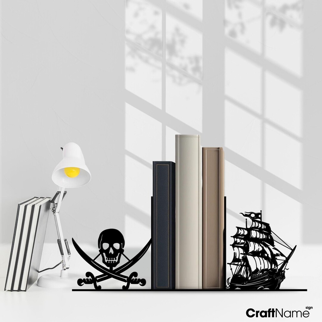 Custom Pirate Ship Bookend Metal Sign, Pirate Lover Metal Book End ...