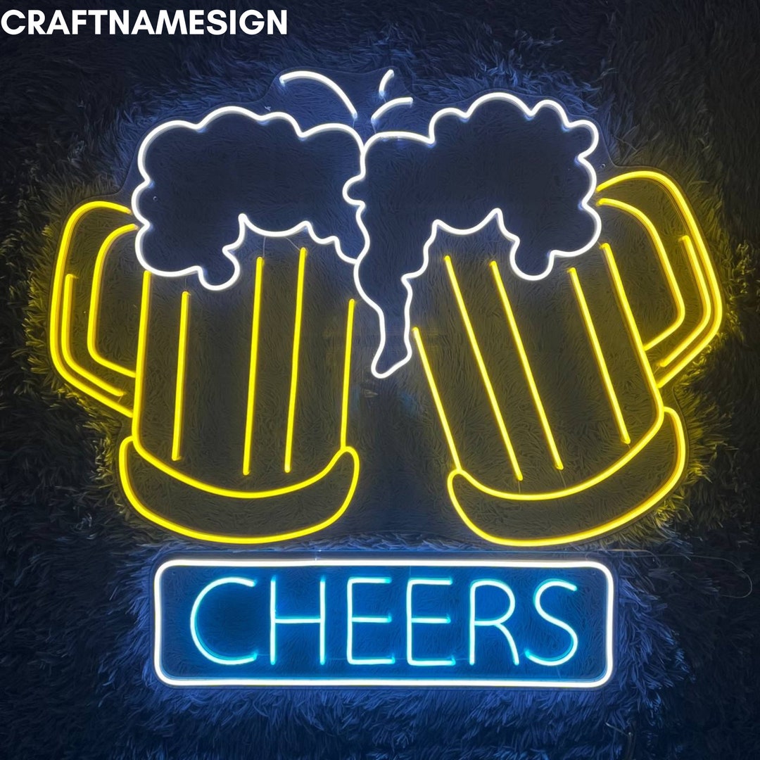 Cheers Beer Neon Sign, Beer Cheering Neon Sign, Custom Neon Sign, Home ...