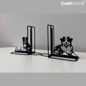 Personalized Australian Shepherd Metal Bookend, Custom Dog Name Book ...