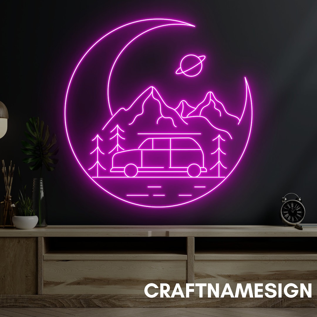 Moon Camping Neon Sign, Bus Camping Car Led Sign, Custom Neon Sign ...