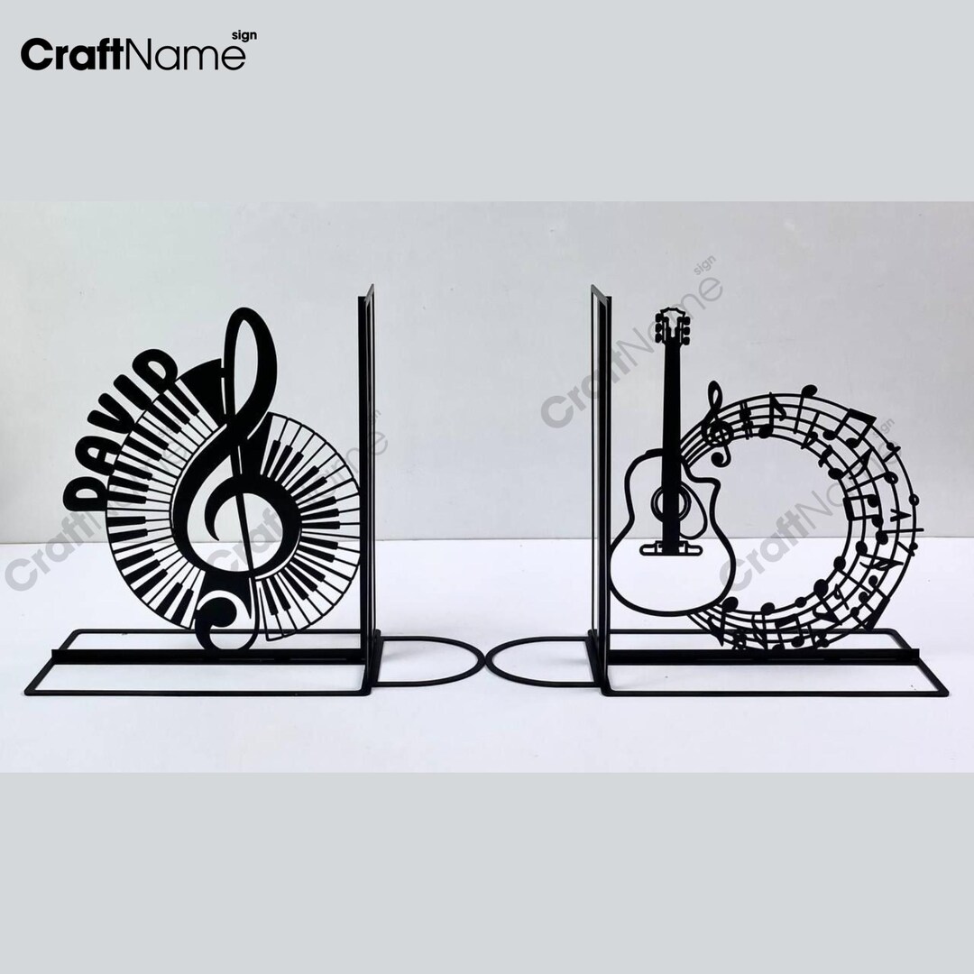 Custom Bookend Piano Musical Note Metal, Personalized Musician Book End ...