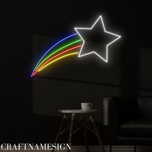 Shooting Star Neon Sign, Shooting Star Led Sign, Custom Neon Sign, Star ...