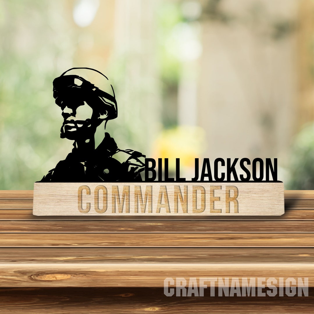 Custom Wooden Soldier Military Desk Name Plate, Veteran Metal Nameplate ...