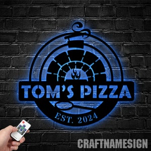 Custom Pizza Shop Open Metal Sign, Open Pizzeria Led Sign, Personalized ...